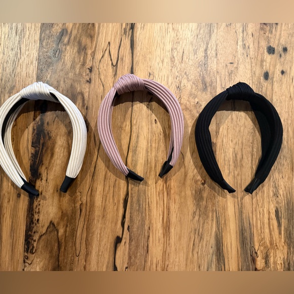 Accessories | Stylish Black Pink And Cream Headband Set | Poshmark